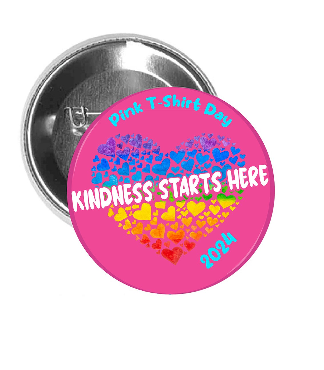 Button - Kindness Starts Here 2024 | Pink T-Shirt Day Society